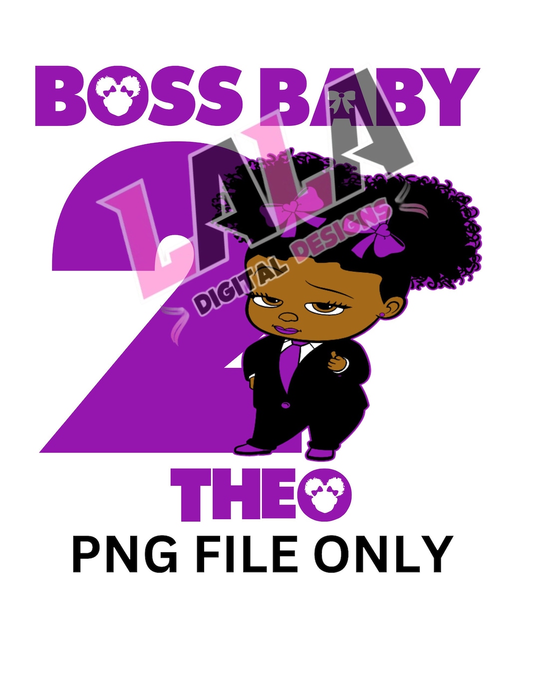 Boss Baby Girl Afro PNG, Personalized Digital File, Boss Baby Girl Afro ...