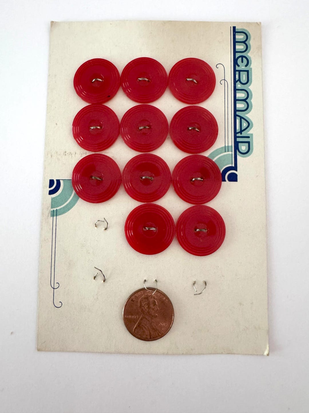 Vintage Red Buttons - Mid Century Plastic 2 Hole Bright Red Buttons ...