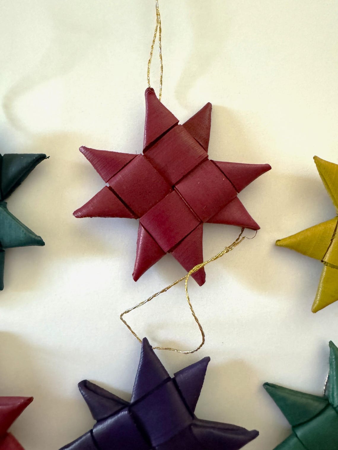 Woven Star Ornaments - Set of 6 - Colorful Stars Woven With Paper Thin ...