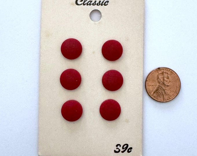 Vintage Buttons - Red Small Shank Buttons With Matte Finish - Set of 6 ...