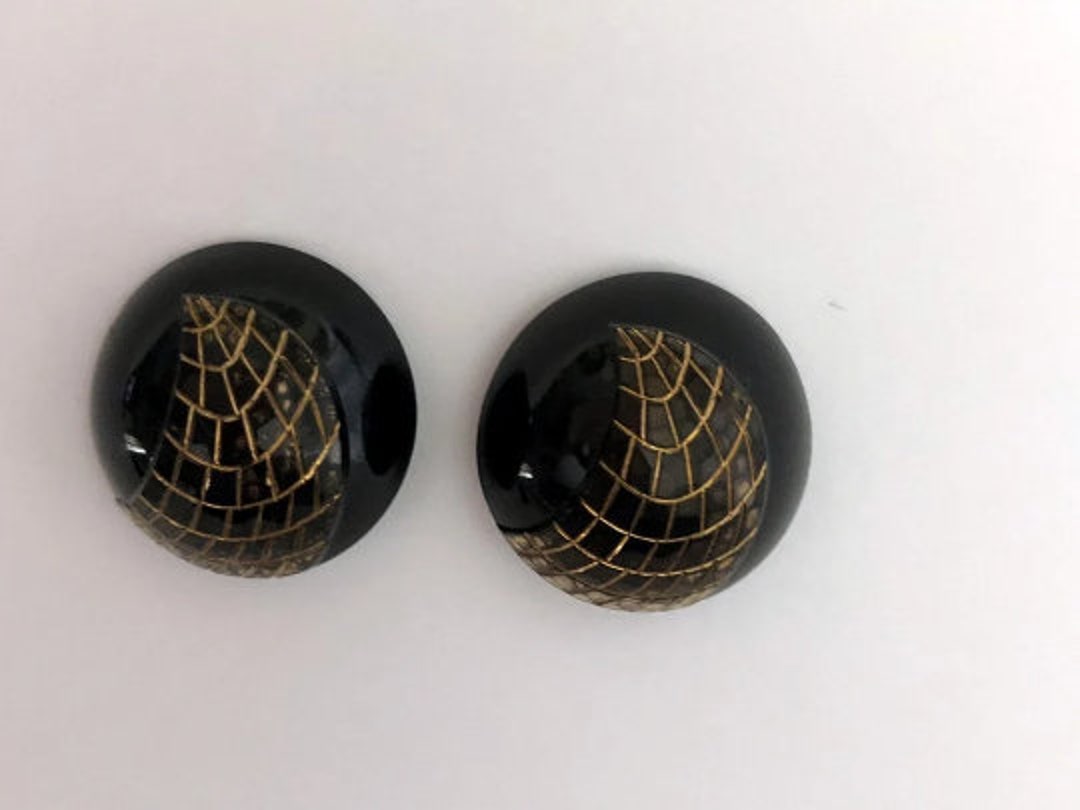 Vintage Black Dome Shaped Buttons With Unique Gold Accents - Etsy