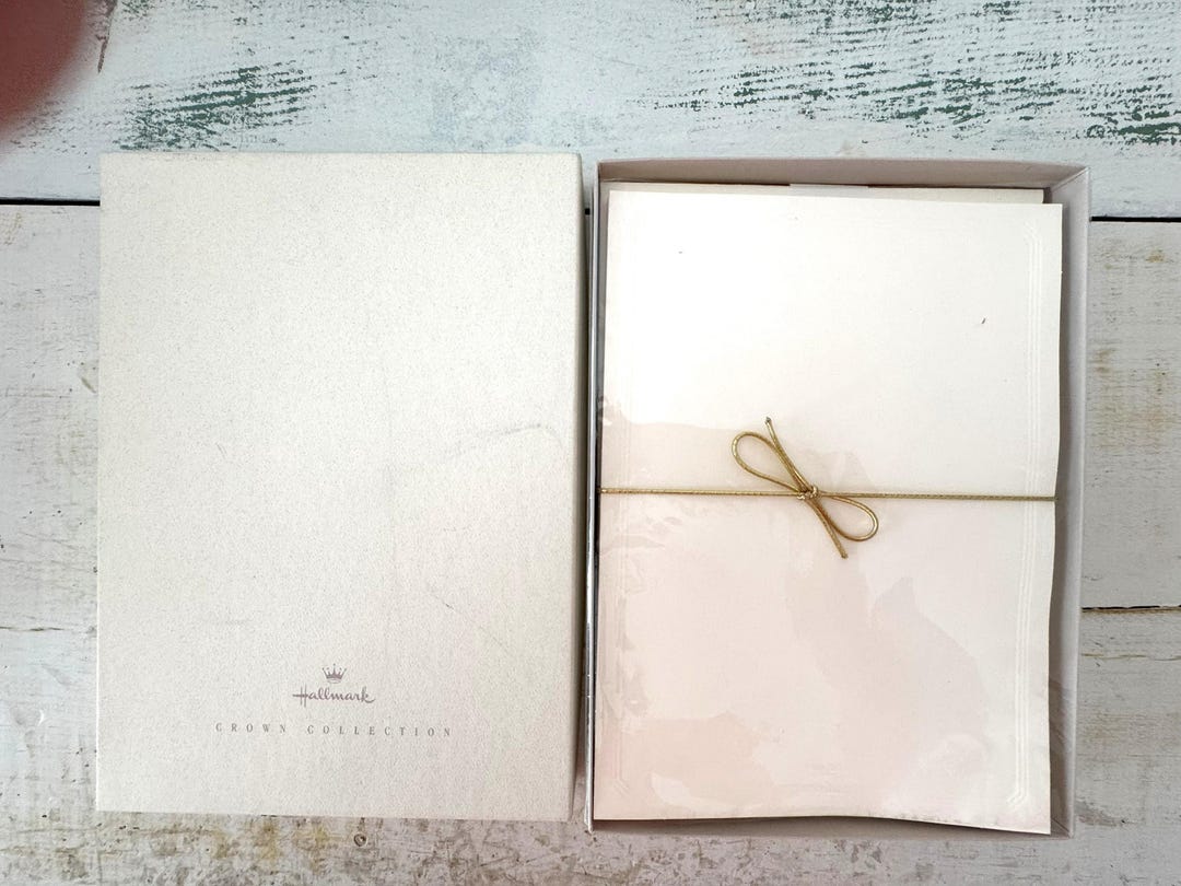 Vintage Hallmark Crown Collection Boxed Ivory Stationary Set - Elegant ...