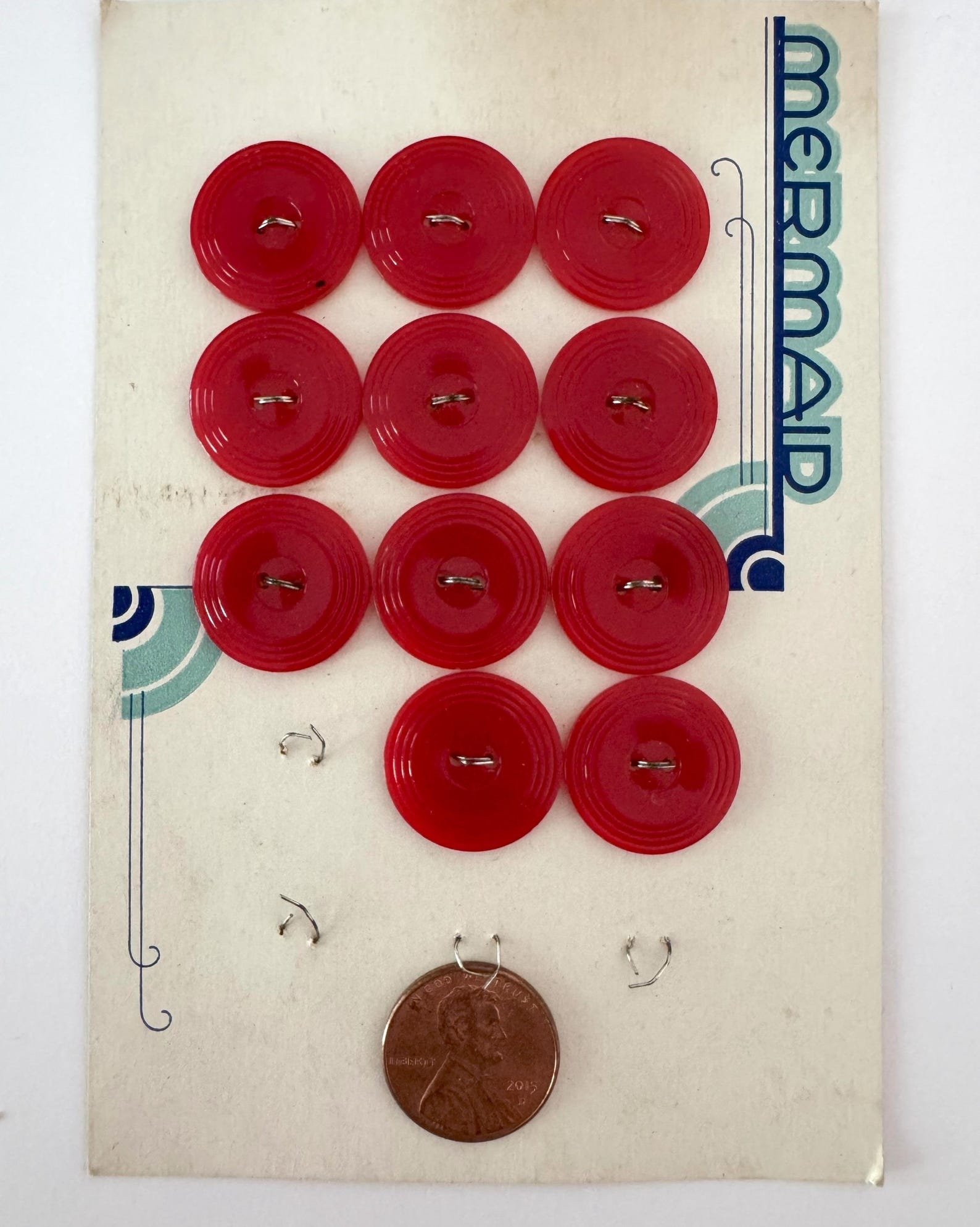 Vintage Red Buttons - Mid Century Plastic 2 Hole Bright Red Buttons ...