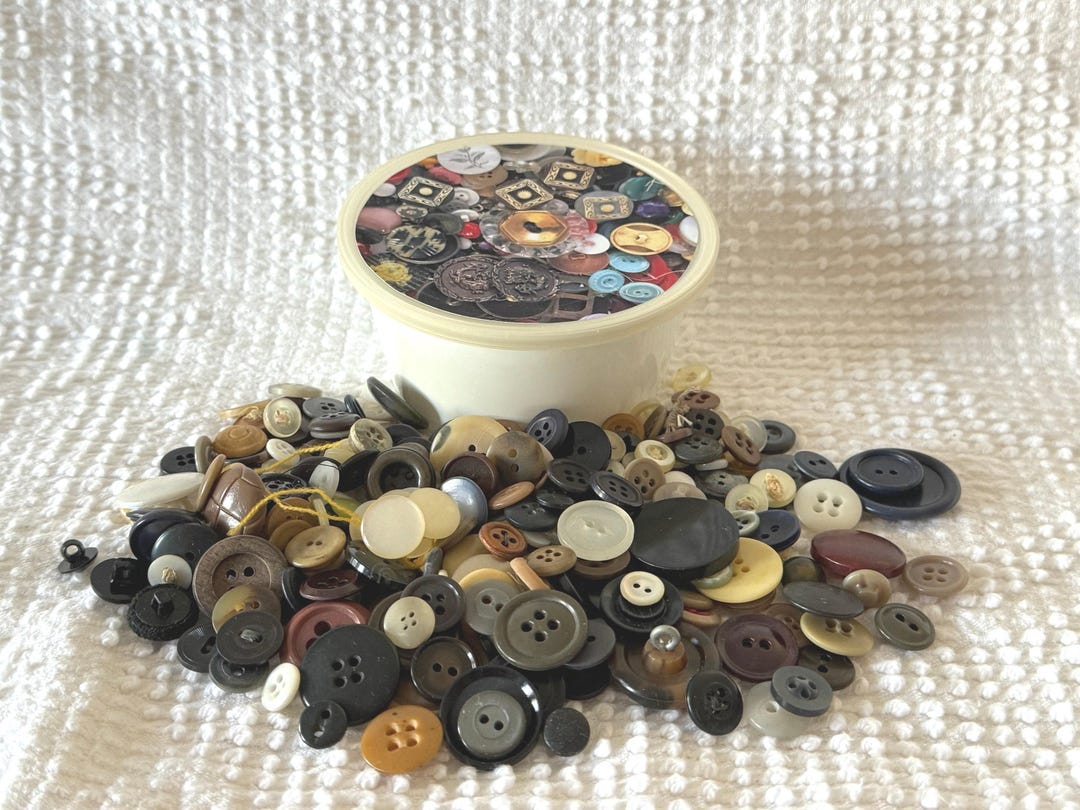 Vintage Buttons - 250+ Vintage Buttons in Vintage Plastic Container ...