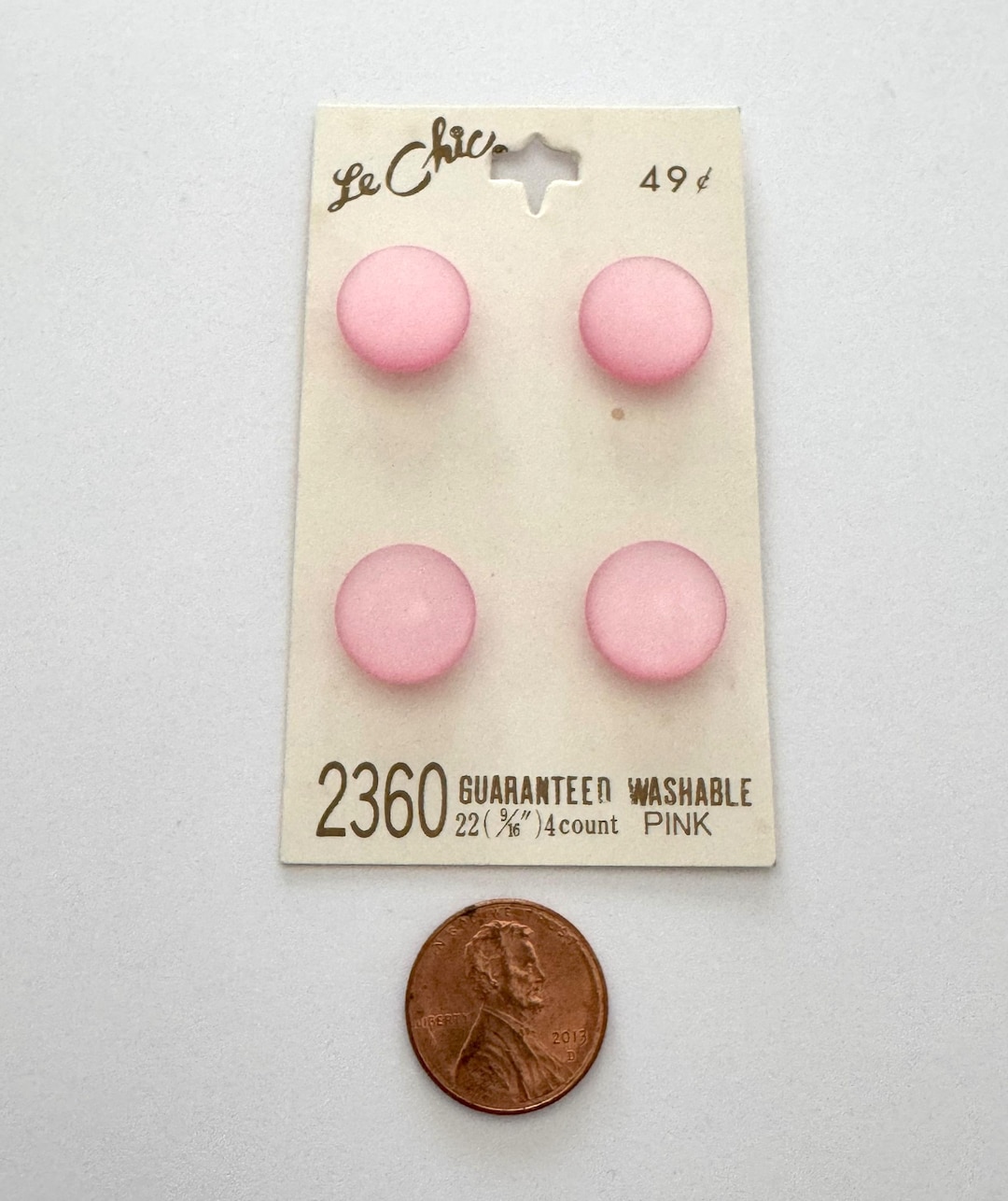 Vintage Buttons - Pink Plastic With Pearlized Matte Finish - Set of 4 ...