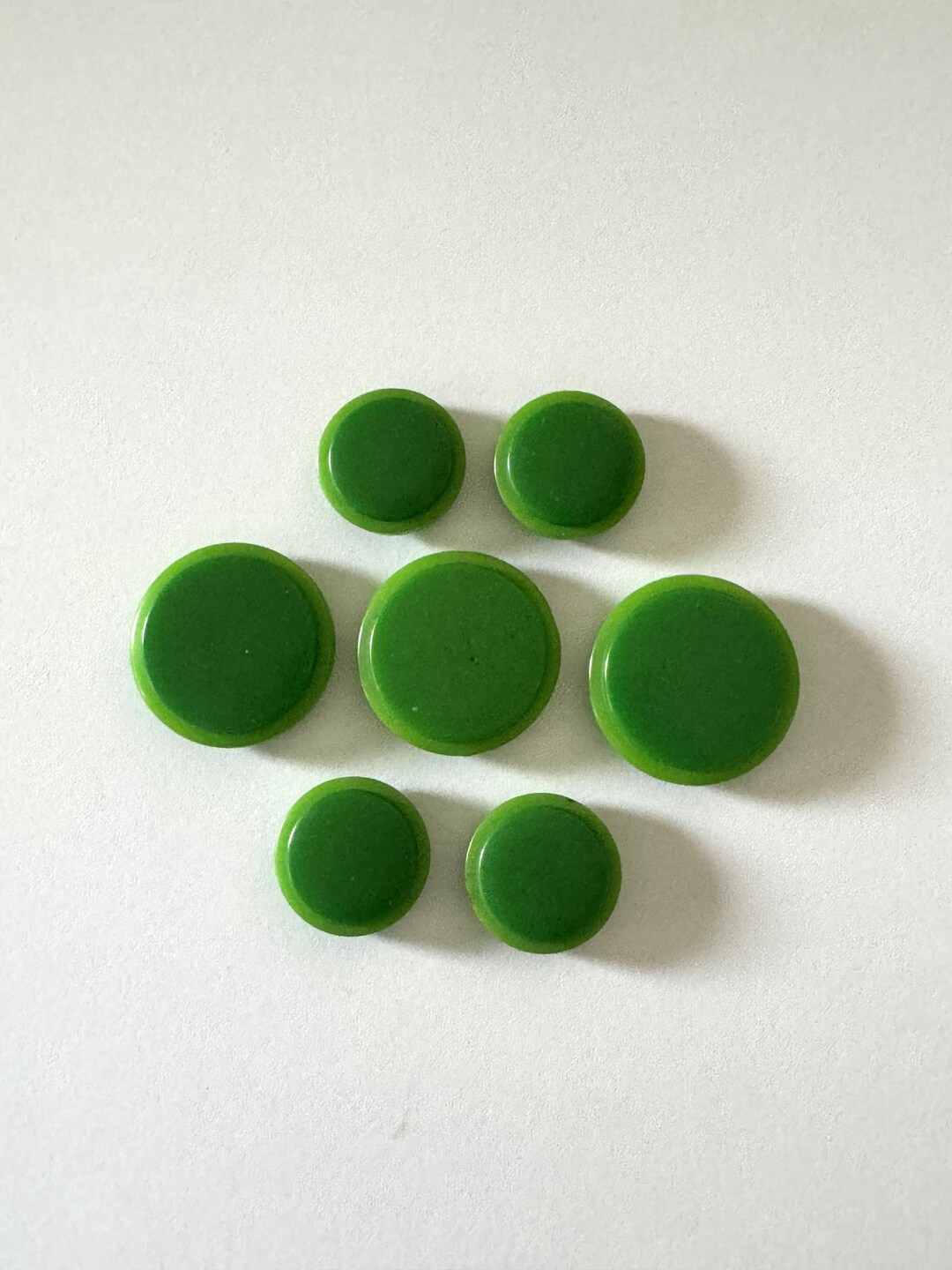 Vintage Buttons - Green Layered Buttons With Built in Shank Backs - Set ...