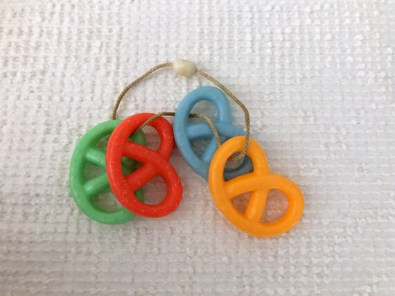 Vintage Baby Rattle Toy Set of 4 Colorful Pretzel Twist - Etsy