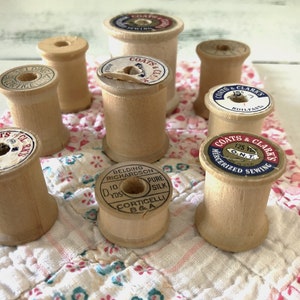 Vintage Wooden Thread Spools Set of 9 Sewing, Crafting, Trim Storage ...