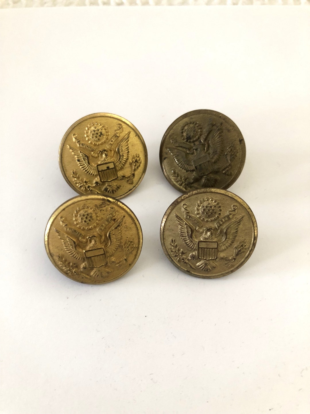 Vintage US Army Pressed Brass Shank Buttons - Official Waterbury CO ...