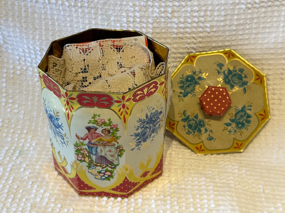 Vintage Sewing Tin Filled With Vintage Buttons and an Assortment of ...