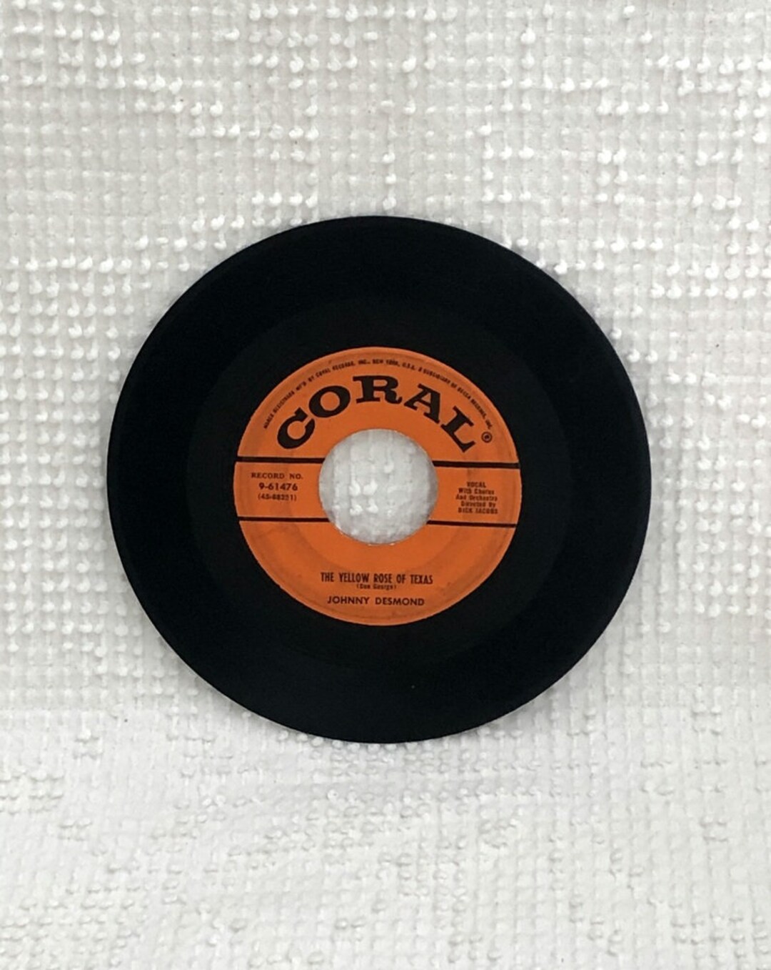 Vintage 45 RPM Vinyl Record - the Yellow Rose of Texas by Johnny ...