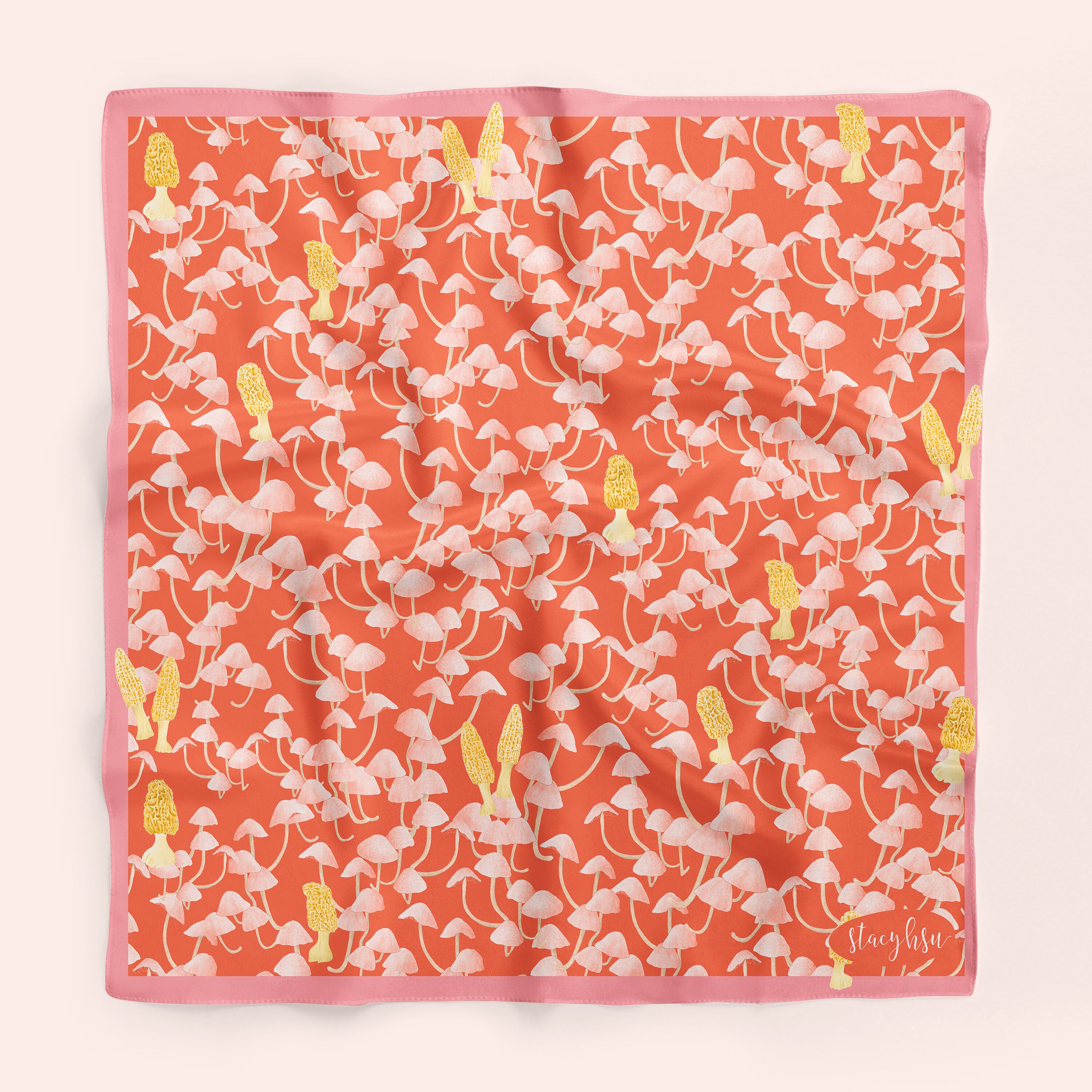 Mushroom Delight Silk Scarf - Hand-illustrated Fungus Design - Etsy
