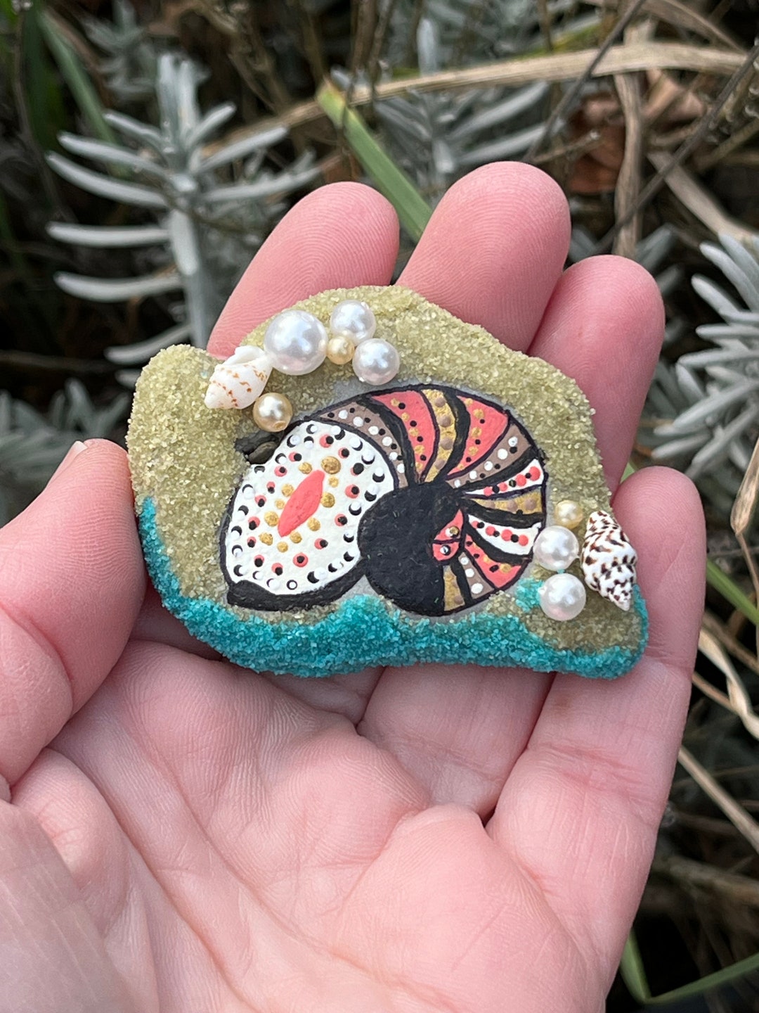 Hand-painted Lake Michigan Rock Seashell Design - Etsy