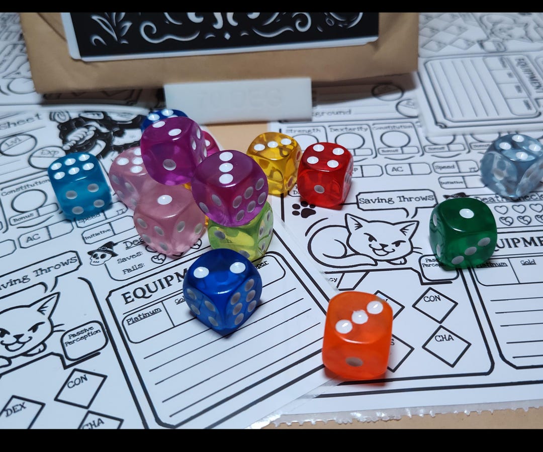D6 Rainbow Road - 15 D6 Acrylic Dice, RPG Dice, Transparent Dice, Dnd ...