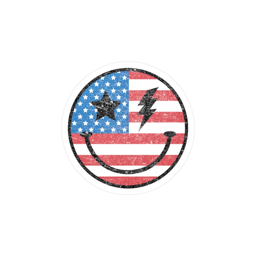 Happy Face America Rocks Sticker Decal Red White Blue Patriotic - Etsy