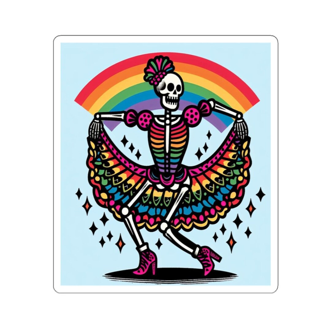 Pride Month Sticker Rainbow Pride Flag LGBTQ Skeleton Dancing Gay Pride ...