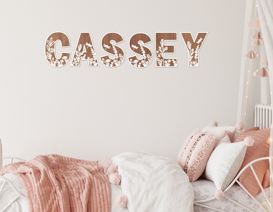 Flower Name Sign, Nursery Custom Sign, Above Crib Decor, Layered Baby ...
