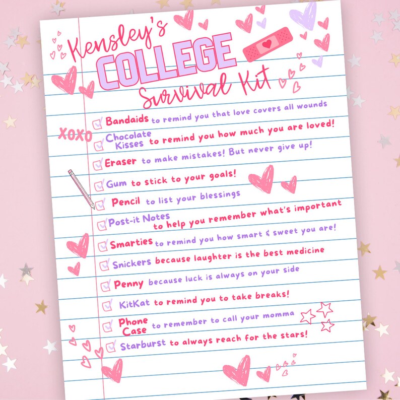 College Survival Kit Printable - Instant Digital Download - Fully ...