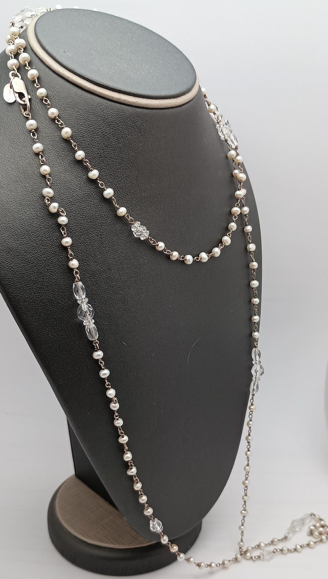 Deb Guyot, Pearl and Herkimer Crystal Sterling Necklace. - Etsy