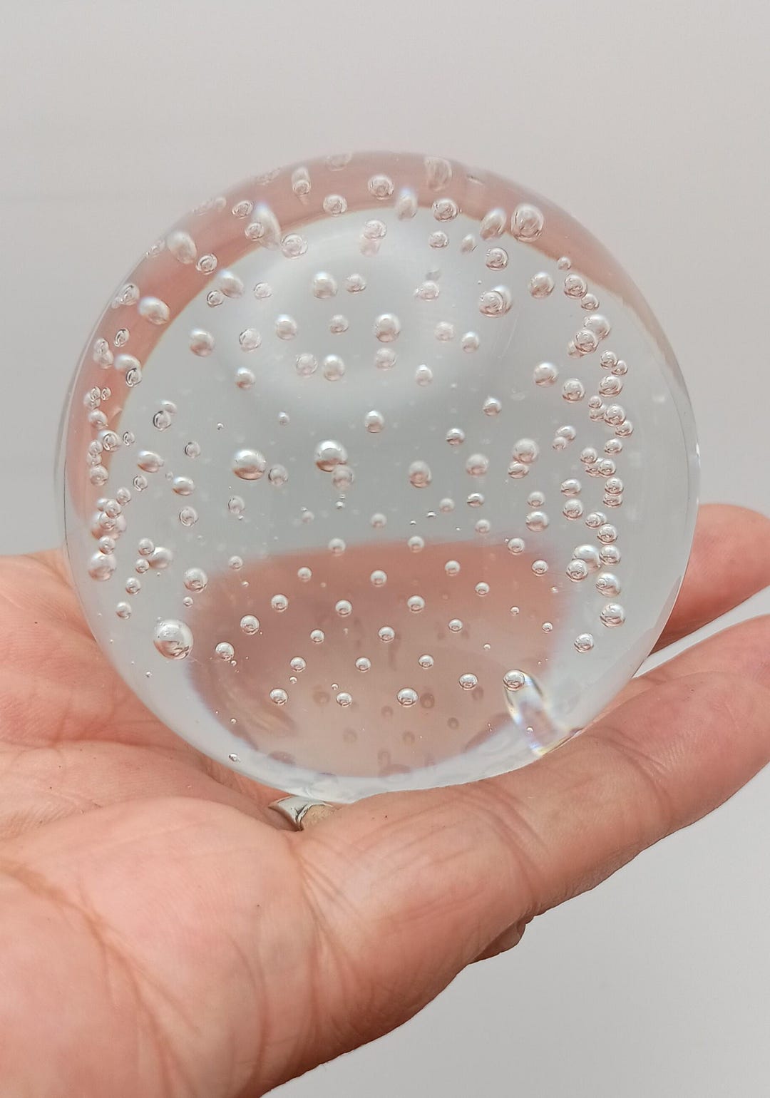 Controlled Bubbles Art Glass Clear Paperweight. - Etsy