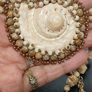 Jasper and Melon Seashell Hand Beaded Necklace. - Etsy