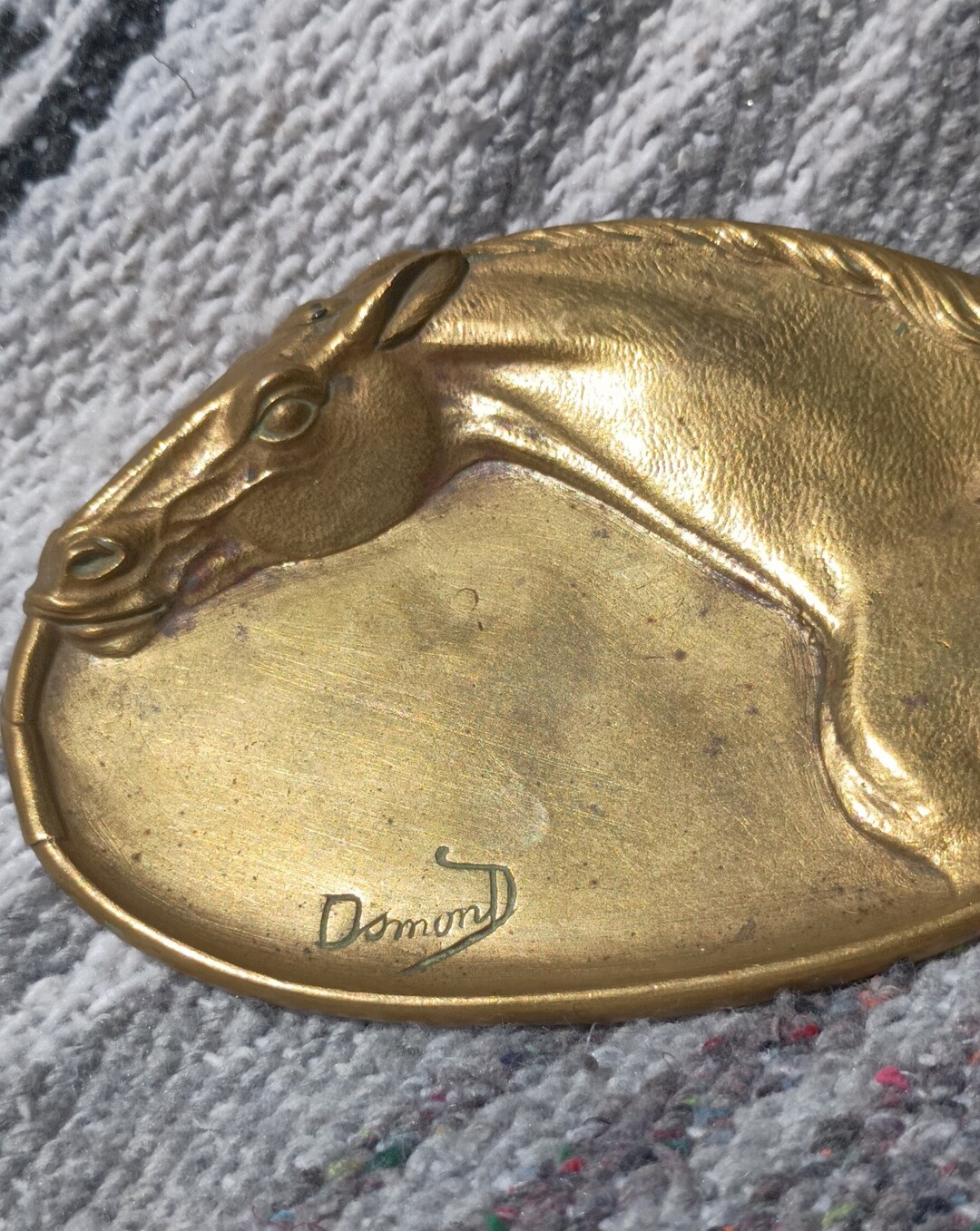 Brass Relief of a Horse. French Artist Maurice Osmond (1875-1951). Pipe ...