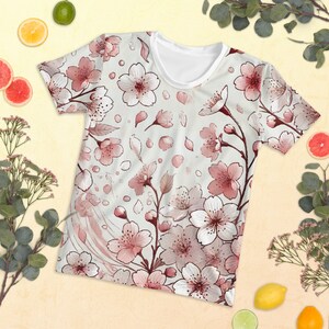 Women's Pink Cherry Blossom All-over Print Shirt - Etsy
