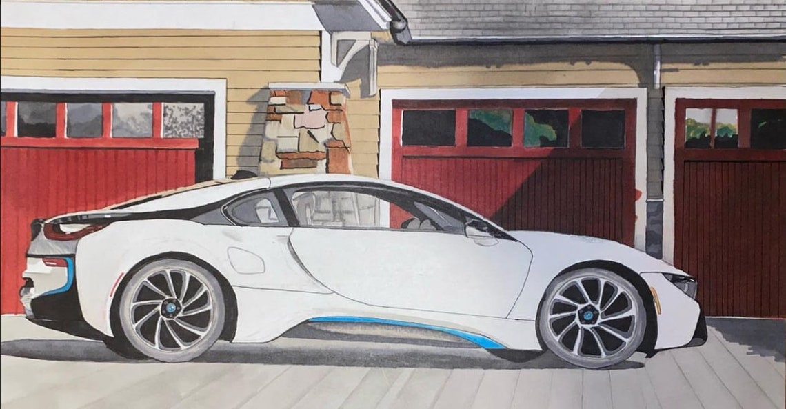 BMW I8 DRAWING With BACKGROUND - Etsy