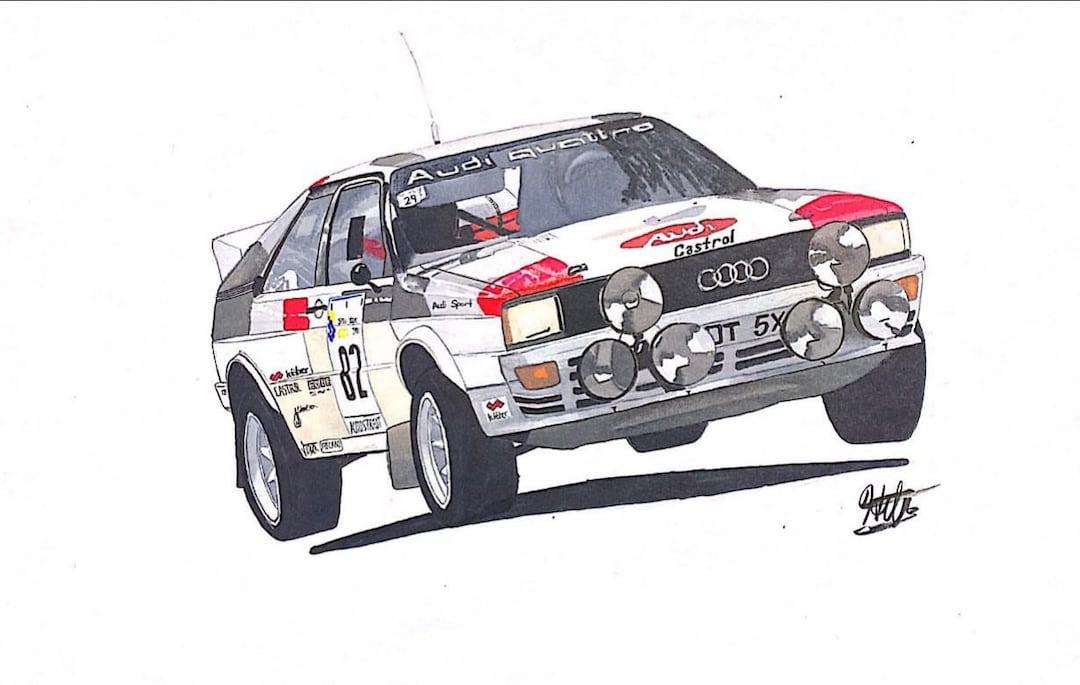 Audi QUATTRO Rally Car DRAWING PRINT - Etsy
