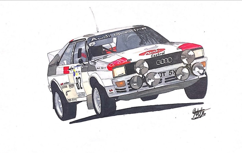 Audi QUATTRO Rally Car DRAWING PRINT - Etsy