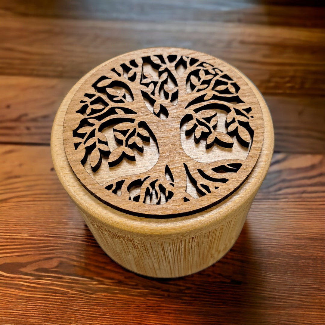 Round Tree of Life Bamboo Box - IN STOCK - Etsy