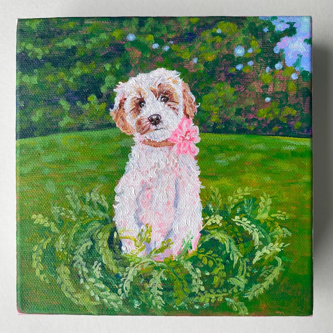 Custom Hand Painted 6"x6" Pet Portrait on Stretched Canvas: Pet ...