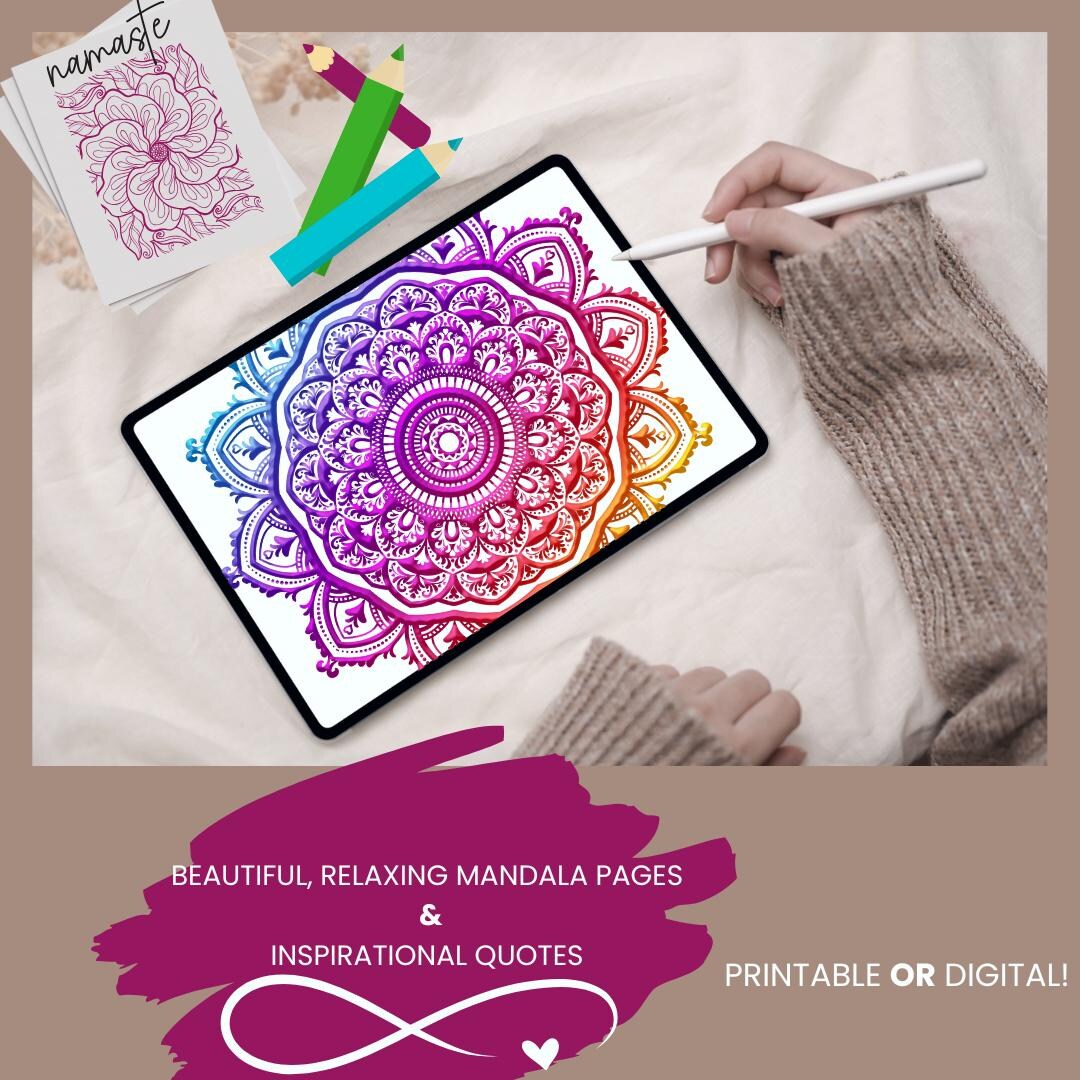 Online Coloring Book - Stress Relief Mandala Mental Health Coloring ...