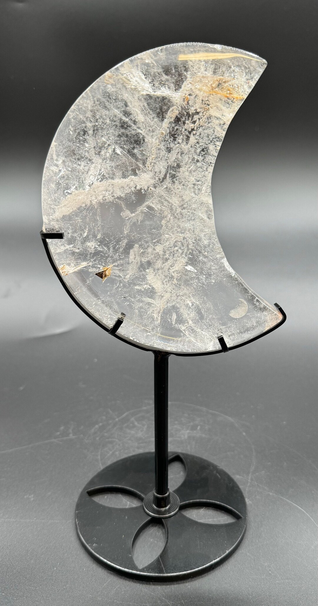 Quartz Crystals Moon on Stand 5 1/2 in X 3 in Height With Stand 9 1/2 ...