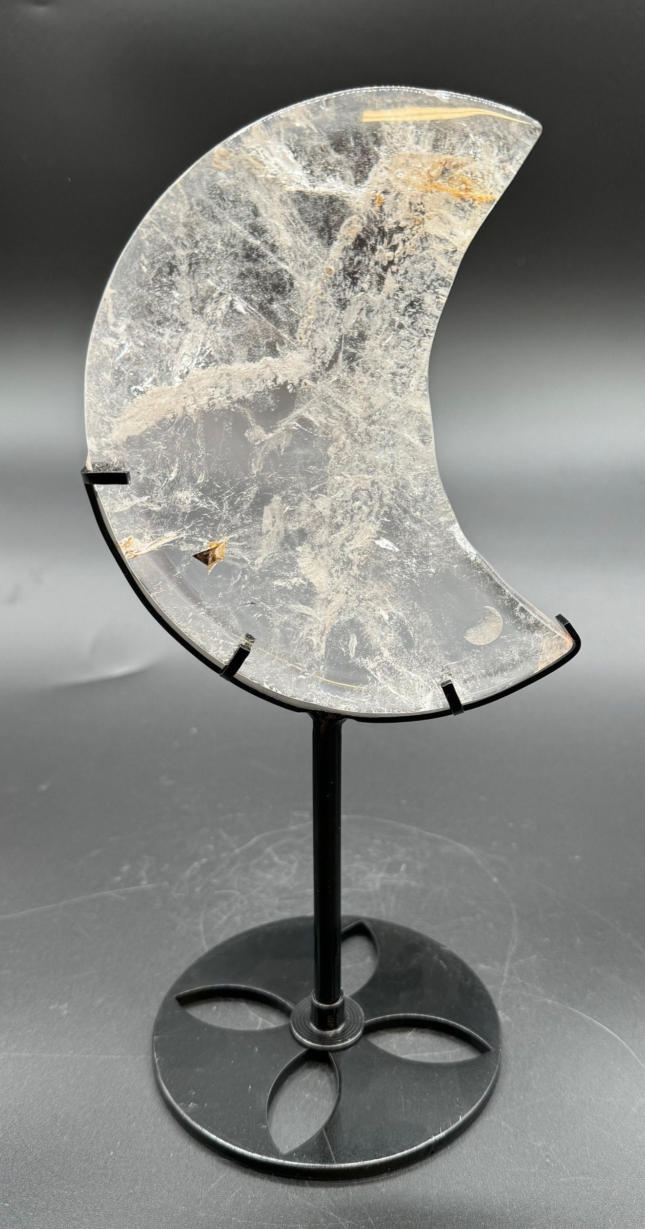 Quartz Crystals Moon on Stand 5 1/2 in X 3 in Height With Stand 9 1/2 ...