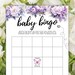 Purple Butterfly Bingo Card for Baby Shower, Butterfly Shower Game ...