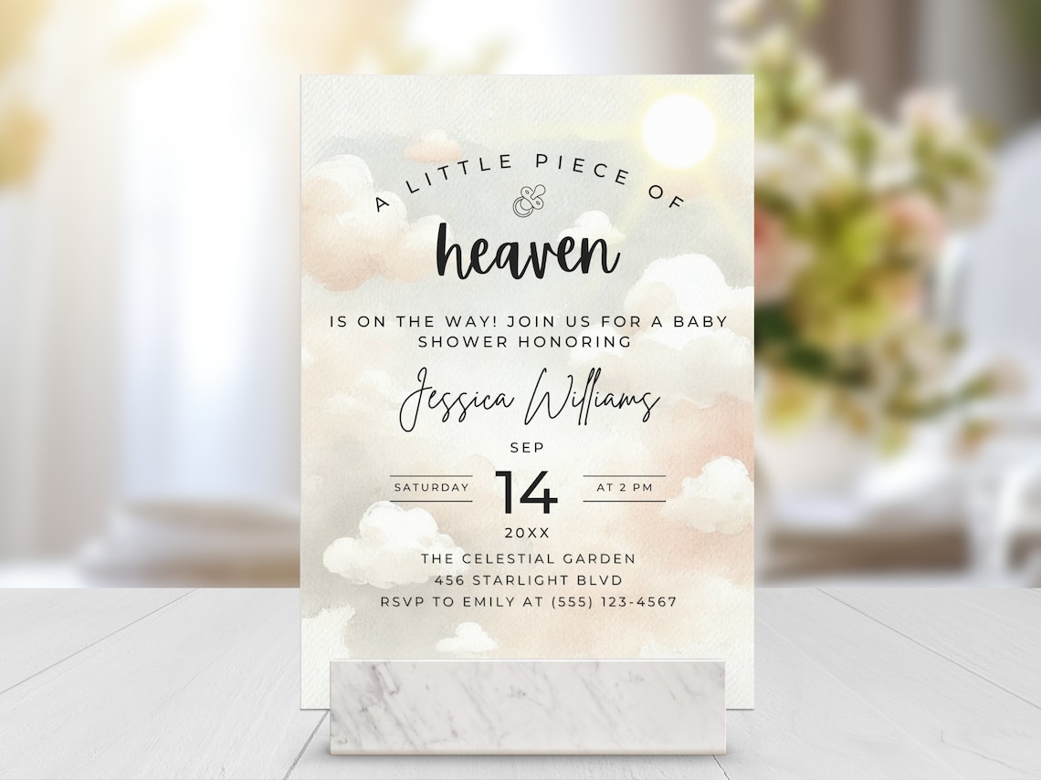 A Little Piece of Heaven Baby Shower Bundle, Neutral Baby Shower ...