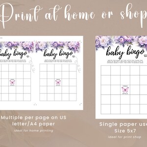 Purple Butterfly Bingo Card for Baby Shower, Butterfly Shower Game ...