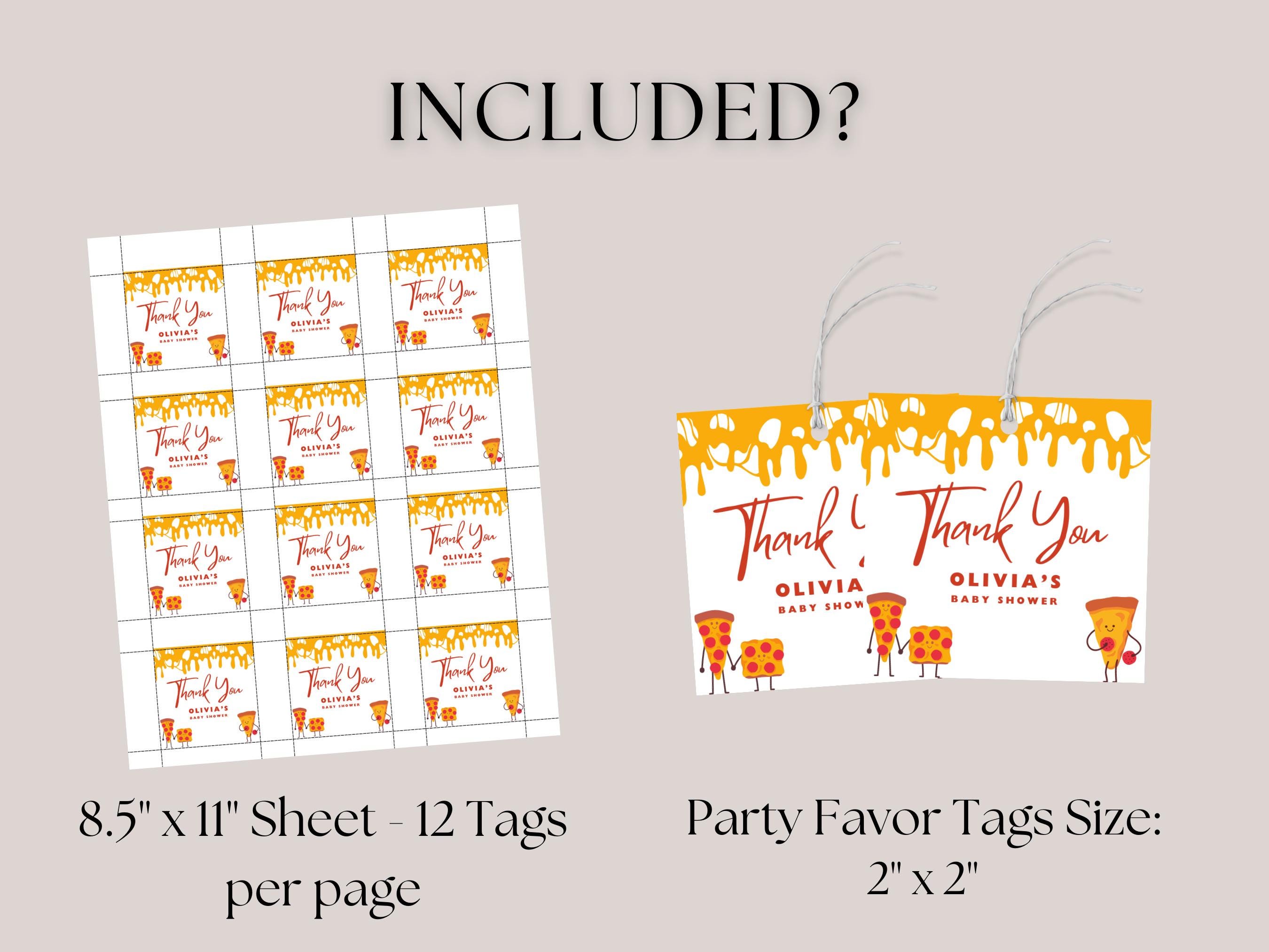 Editable Favor Stickers, Pizza Theme Editable Favor Tags, Slice Slice ...