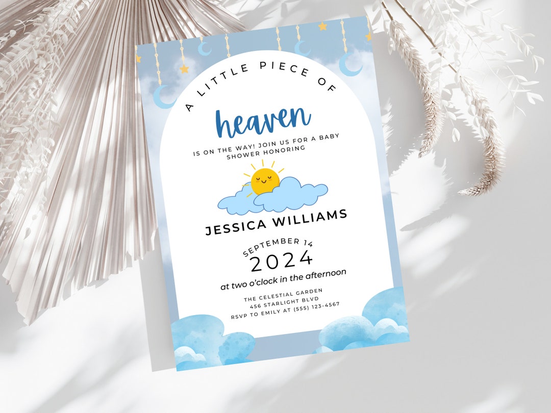 A Little Piece of Heaven Invitation, A Piece of Heaven Baby Shower ...