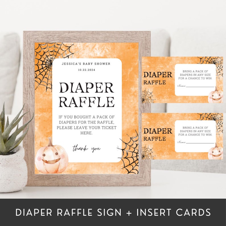 Editable Bundle Halloween Diaper Raffle Sign, Raffle Inserts Cards, A ...