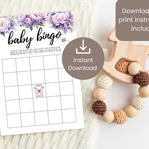 Purple Butterfly Bingo Card for Baby Shower, Butterfly Shower Game ...