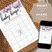 Purple Butterfly Bingo Card for Baby Shower, Butterfly Shower Game ...
