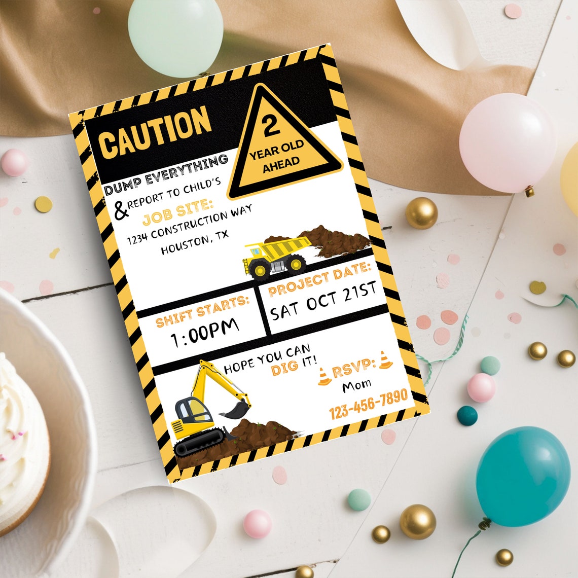 Construction Birthday Invitation,dump Truck Invitations,editable Boy ...