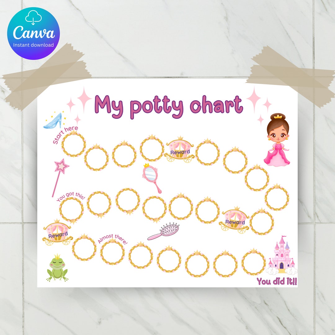 Printable Princess Potty Chart, Princess Potty Chart, Instant Download ...