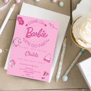 Barbie Birthday Invitation,fashion Doll Invitations,editable Pink Party ...