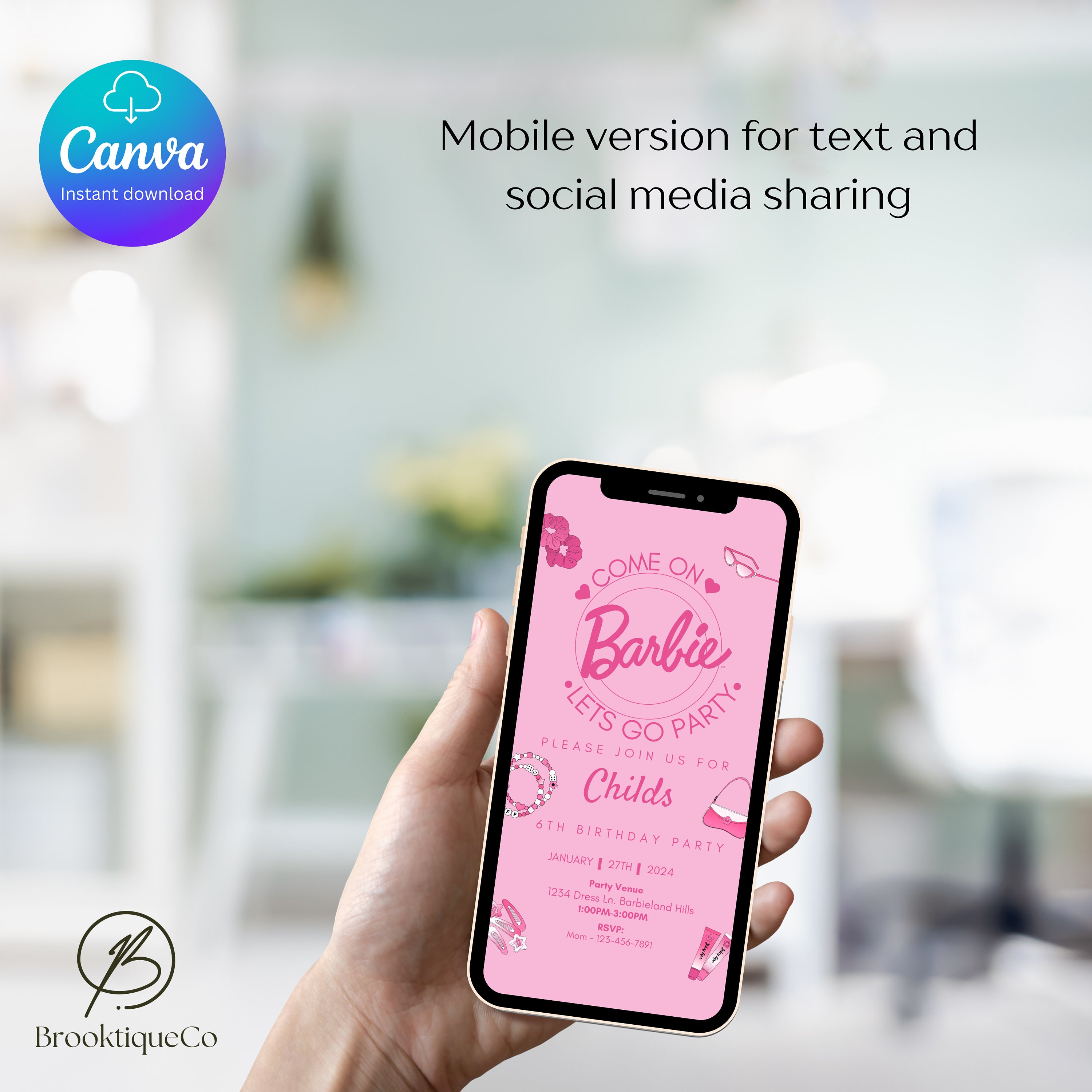 Barbie Birthday Invitation,fashion Doll Invitations,editable Pink Party ...