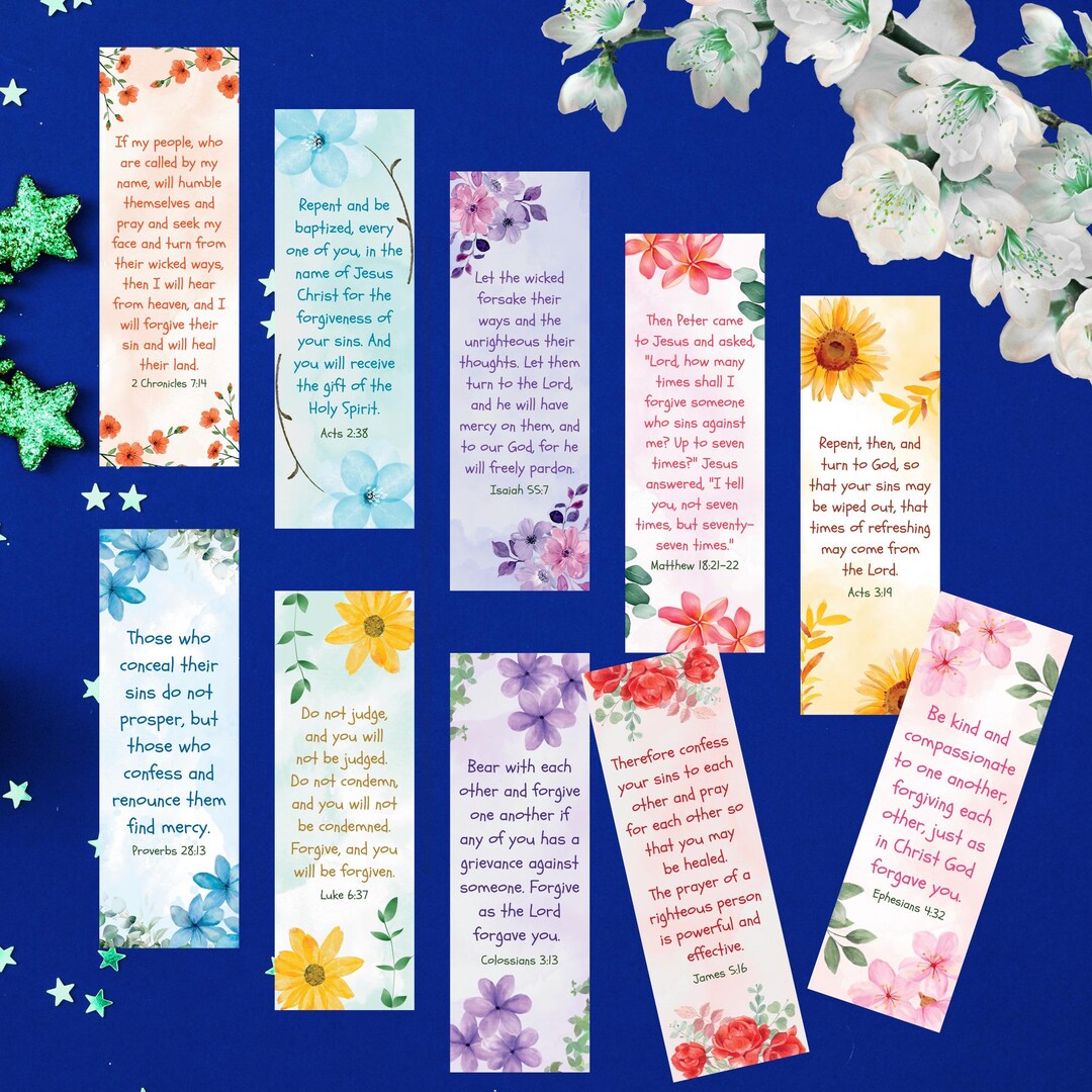 Forgiveness Bible Verse Printable Book Marks - Etsy