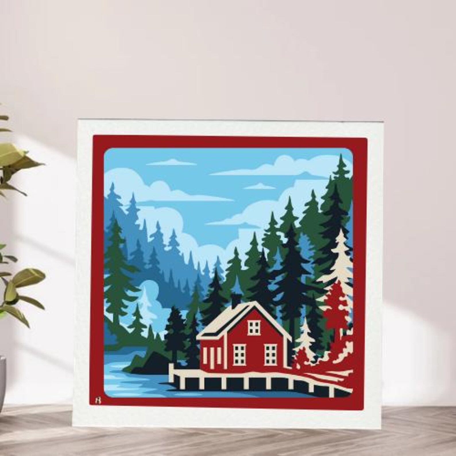 Red Home Shadow Box SVG File Layered Shadow Box - Etsy