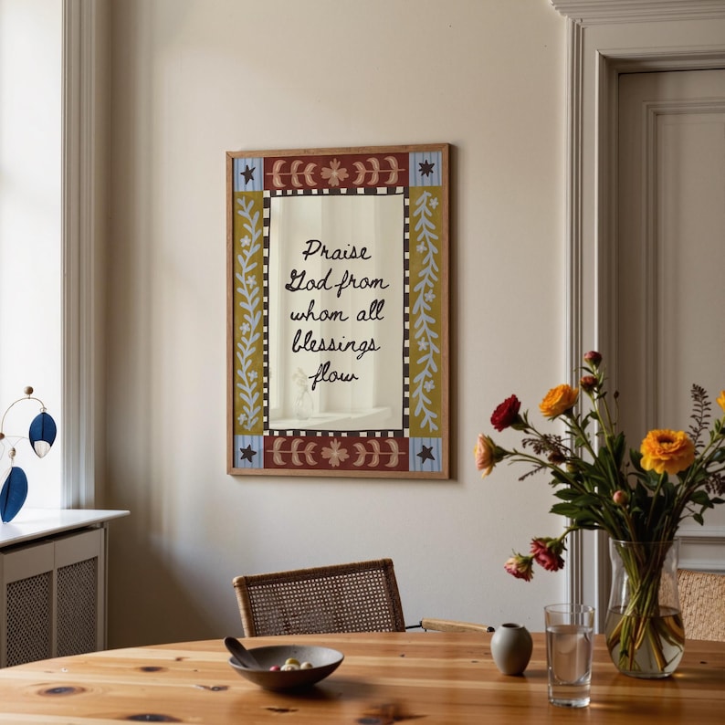 Praise God From Whom All Blessings Flow Print | Christian Folk Art Wall ...